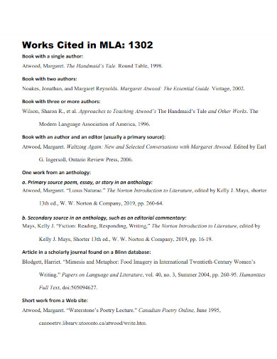 Works Cited - Examples, PDF | Examples