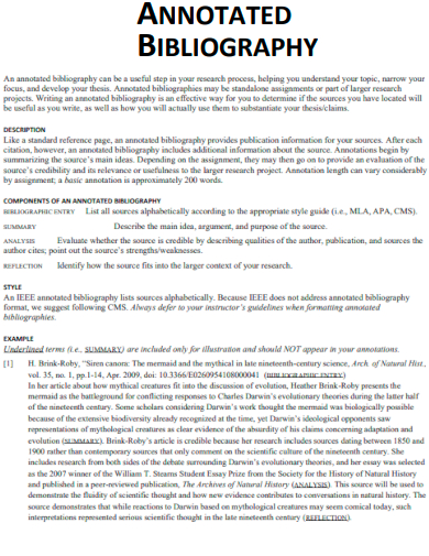 Annotated Bibliography Format - Example, PDF | Examples