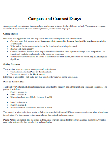 Compare and Contrast Essay - Example, PDF | Examples