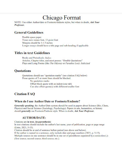 Chicago Format - Examples, PDF | Examples