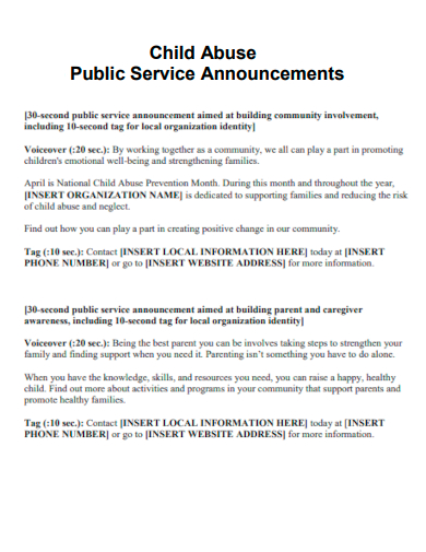 Public Service Announcement - Examples, PDF | Examples