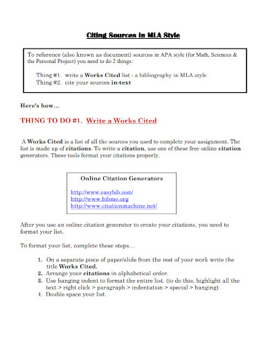 10+ Work Cited MLA Format - Examples, PDF | Examples