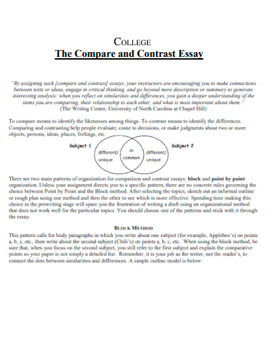 Compare and Contrast Essay - Example, PDF | Examples