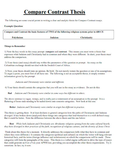 Compare and Contrast Essay - Example, PDF | Examples