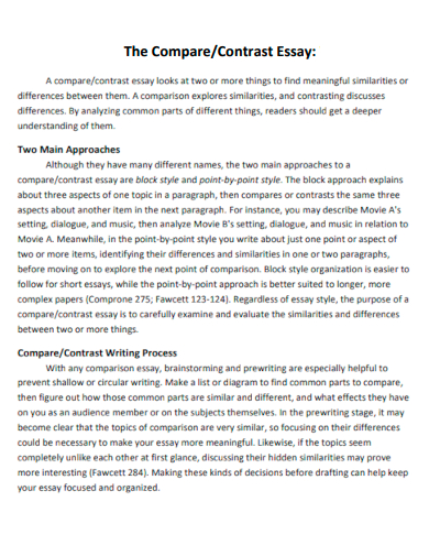 Compare and Contrast Essay - Example, PDF | Examples
