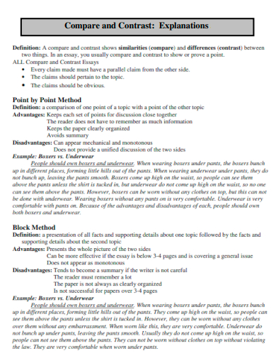 Compare and Contrast Essay - Example, PDF | Examples