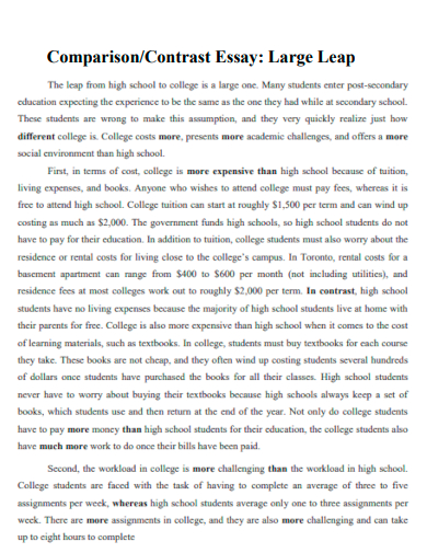 Compare and Contrast Essay - Example, PDF | Examples