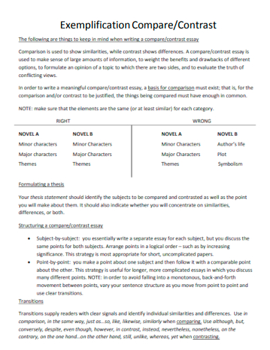 Compare and Contrast Essay - Example, PDF | Examples
