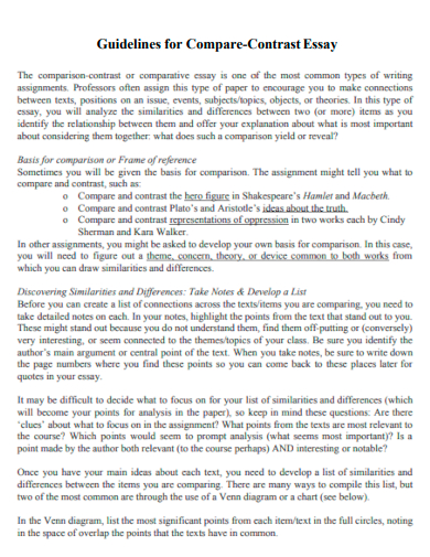 Compare and Contrast Essay - Example, PDF | Examples