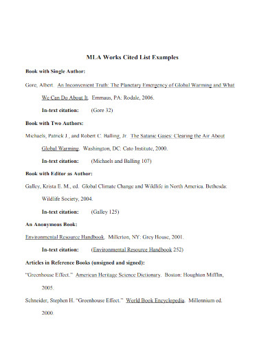 10+ Work Cited MLA Format - Examples, PDF | Examples