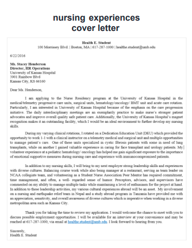 Nursing Cover Letter - Examples, Google Docs, MS Word, Apple Pages, PDF ...