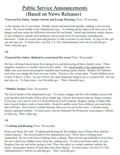 Public Service Announcement - Examples, PDF | Examples