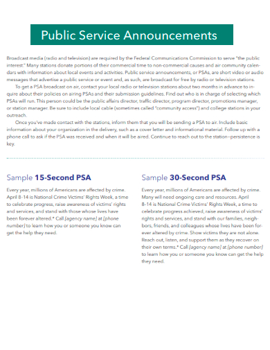 Public Service Announcement - Examples, PDF | Examples