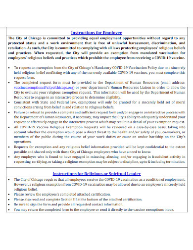 Religious Exemption - Examples, PDF | Examples