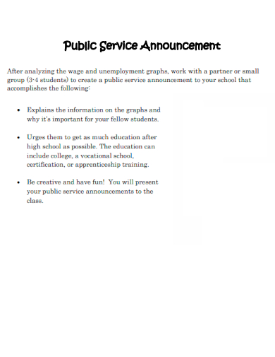 Public Service Announcement - Examples, PDF | Examples