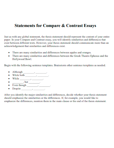 Compare and Contrast Essay - Example, PDF | Examples
