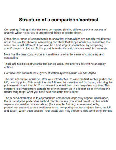 Compare and Contrast Essay - Example, PDF | Examples