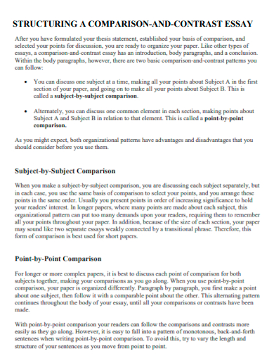 Compare and Contrast Essay - Example, PDF | Examples