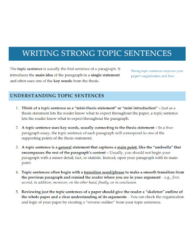 Topic Sentences - Definition and Examples