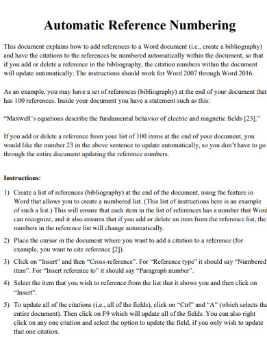 55+ References Examples in MS Word | Google Docs | Google Sheets ...