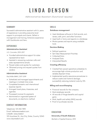Administrative Assistant Resume - 16+ Examples, Format, Pdf