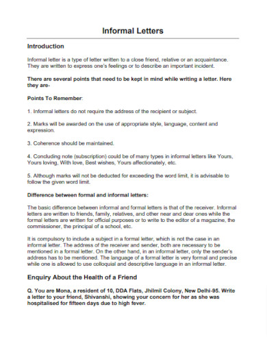 Informal Letter - Examples | Examples