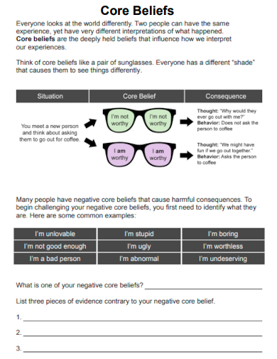 24+ Core Beliefs - Examples, PDF | Examples