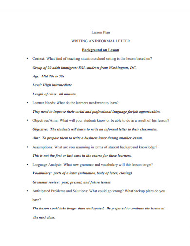 Informal Letter - Examples | Examples