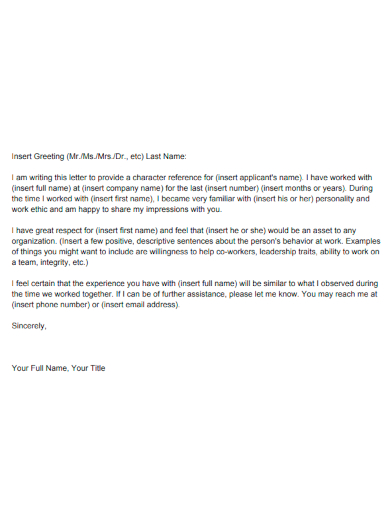 11+ Character Letter - Examples, Google Docs, MS Word, Outlook, Apple ...