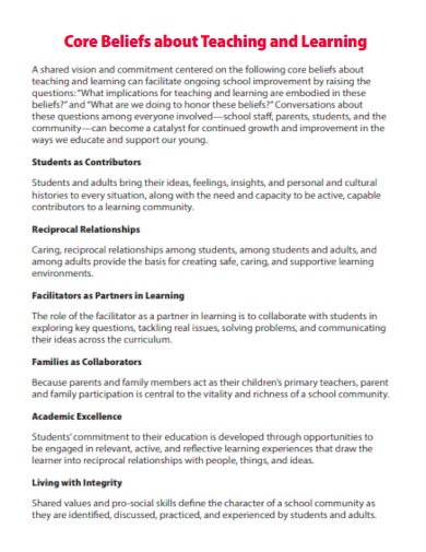 24+ Core Beliefs - Examples, PDF | Examples