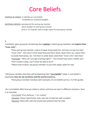 24+ Core Beliefs - Examples, PDF | Examples