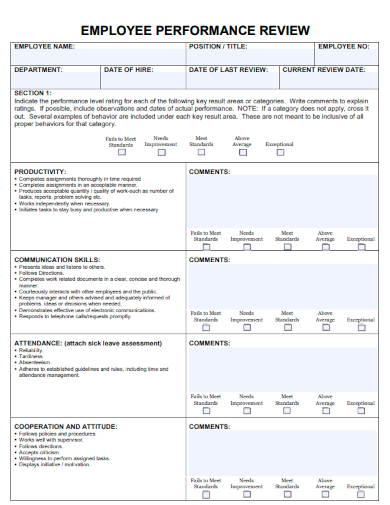 22+ Employee Performance Review - Examples, Google Docs, MS Word, Apple ...