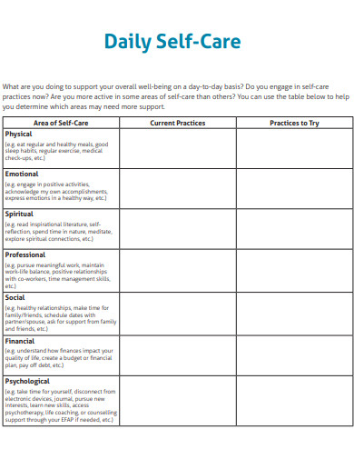 Self Care - 16+ Examples, How to Practice, Word, PDF
