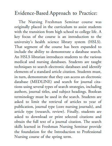 Evidence Based Practice - Example, PDF | Examples