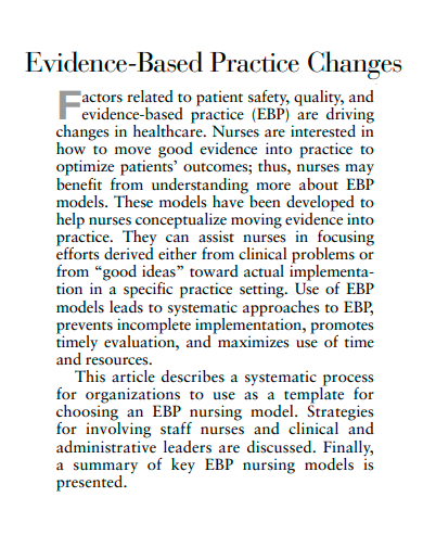Evidence Based Practice Example Pdf Examples
