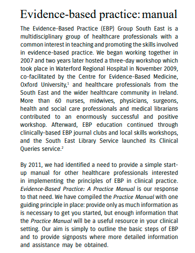 Evidence Based Practice - Example, PDF | Examples