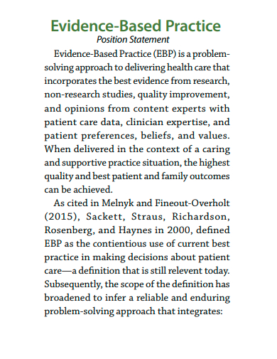 Evidence Based Practice - Example, PDF | Examples