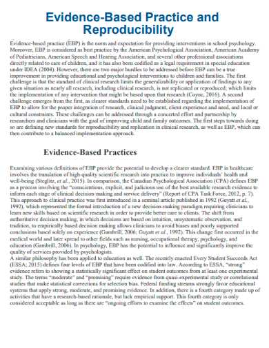 Evidence Based Practice - Example, PDF | Examples