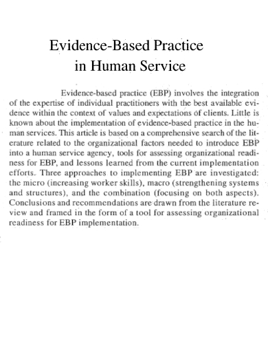 Evidence Based Practice Example Pdf Examples