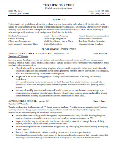Teaching Resume - Examples, Word, Apple Pages, PSD, PDF | Examples