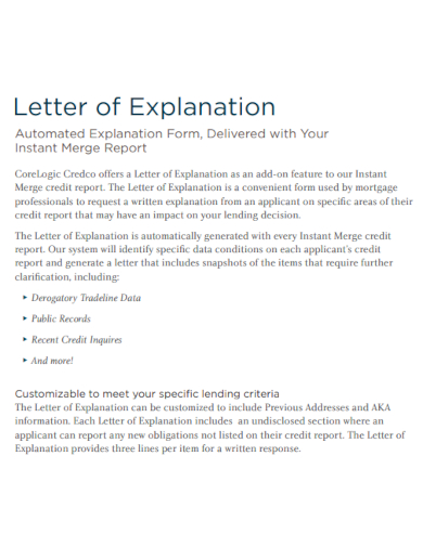 Letter of Explanation - Examples, PDF | Examples