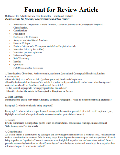 Article Summary Format Article Summary Format