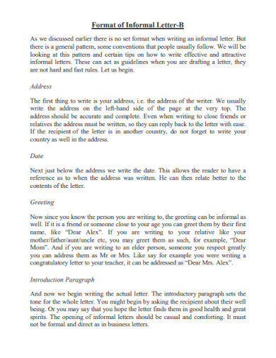 Informal Letter - Examples | Examples