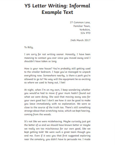 Informal Letter - Examples | Examples