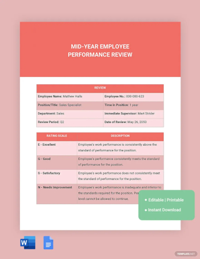 22+ Employee Performance Review - Examples, Google Docs, MS Word, Apple ...