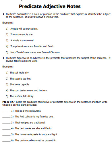Predicate Adjective - Examples, How to use, PDF