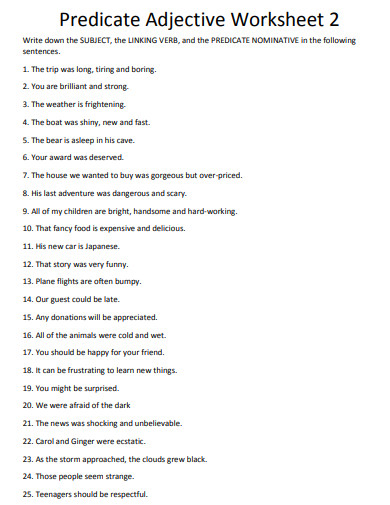 Predicate Adjective - Examples, How to use, PDF