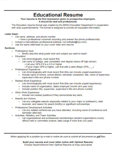 Education Resume - Examples, Word, Apple Pages, PDF | Examples
