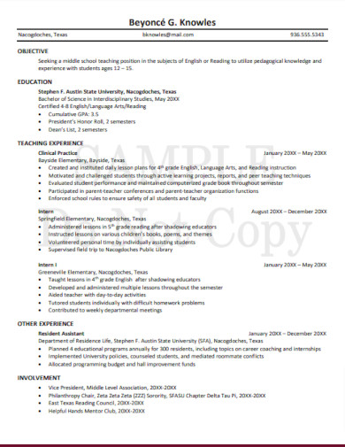 Teaching Resume - Examples, Word, Apple Pages, PSD, PDF | Examples