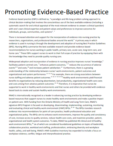 Evidence Based Practice - Example, PDF | Examples